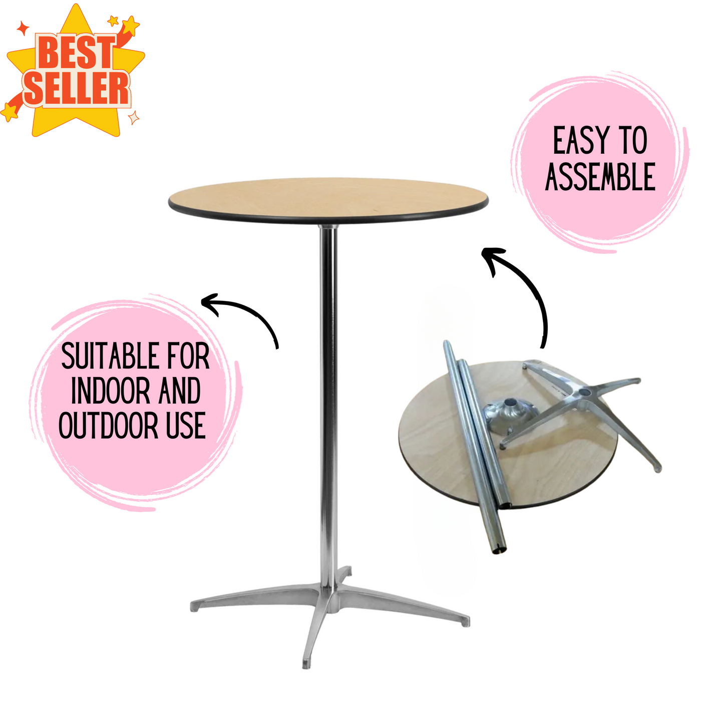 36'' Round Wood Cocktail Table — Beyond Tent