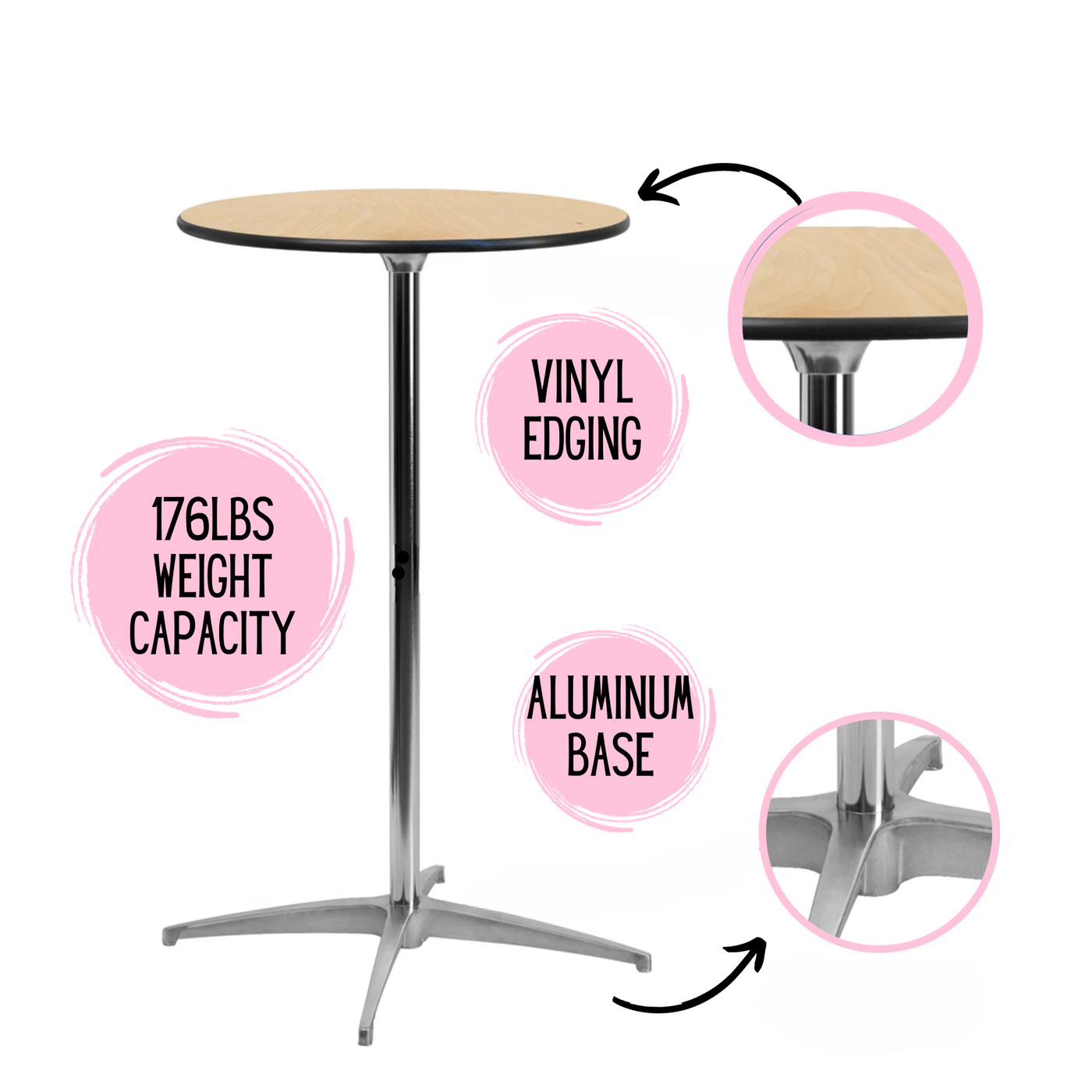 36'' Round Wood Cocktail Table — Beyond Tent