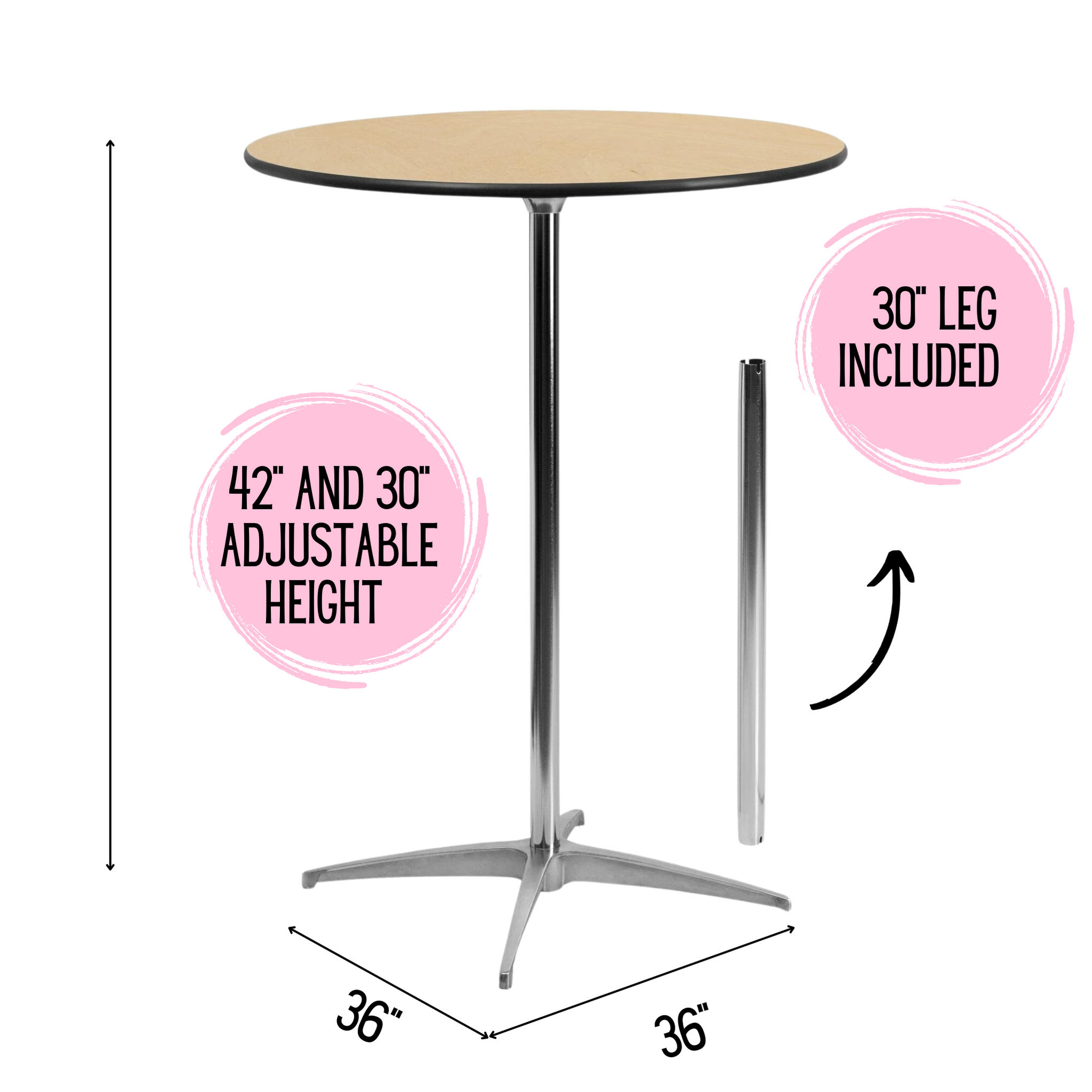 36'' Round Wood Cocktail Table — Beyond Tent