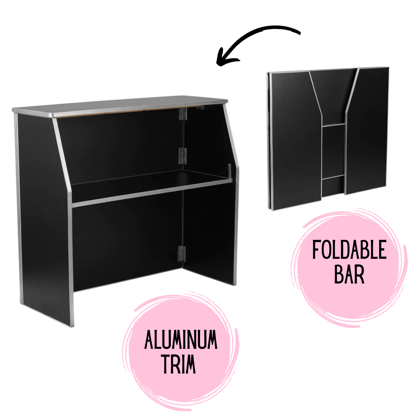 4' Black Laminate Foldable Bar — Beyond Tent