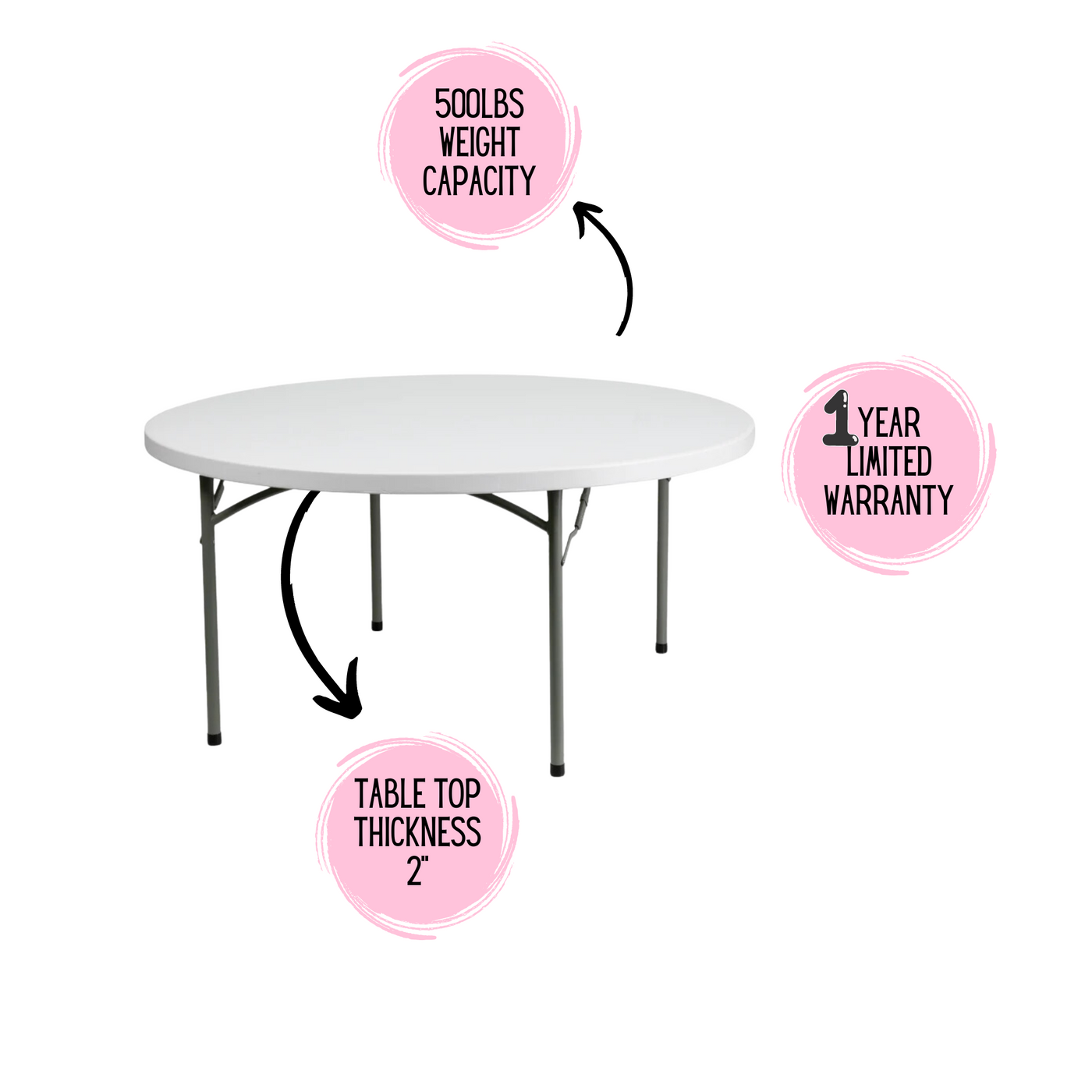 4' Round White Plastic Folding Table — Beyond Tent