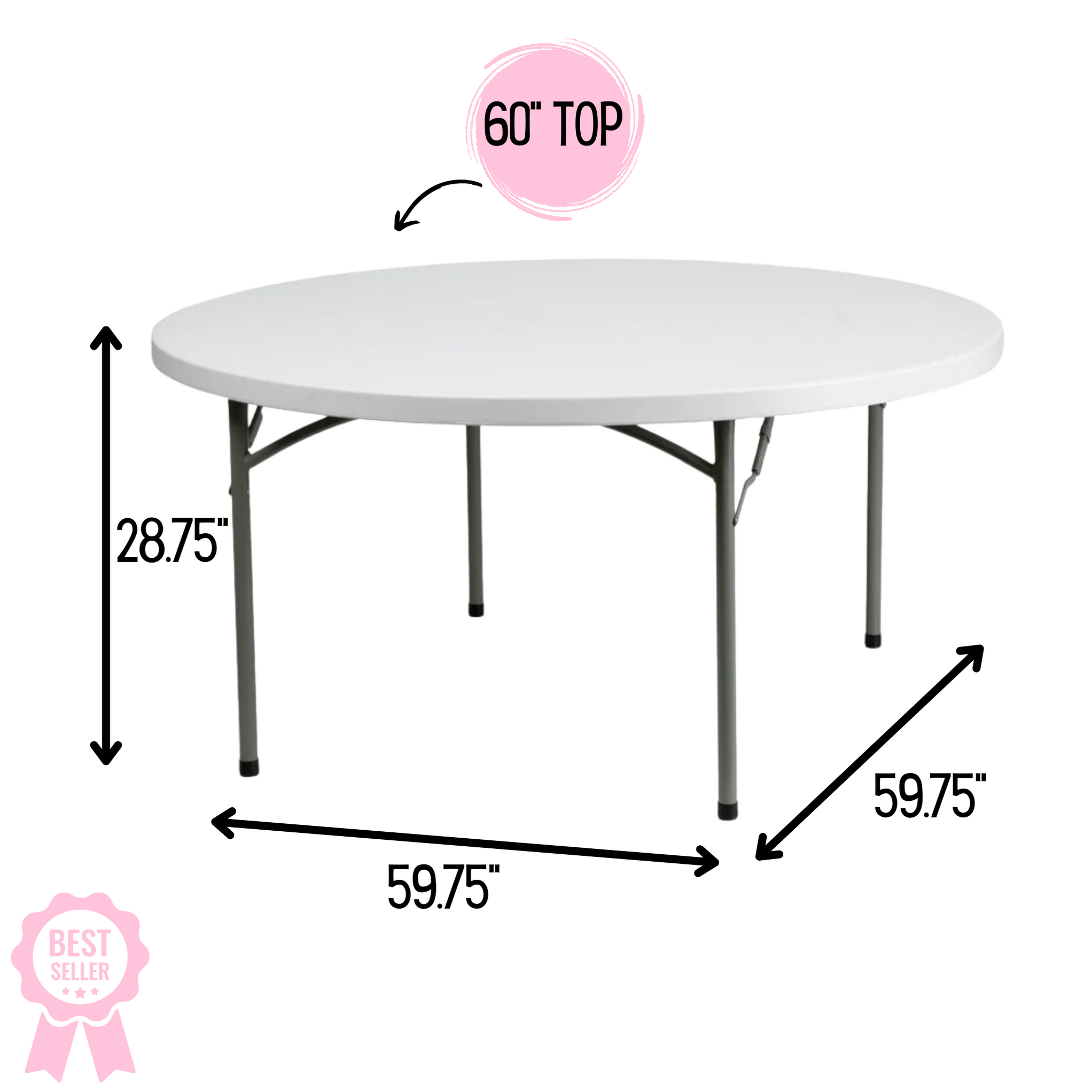 5' Round White Plastic Folding Table — Beyond Tent
