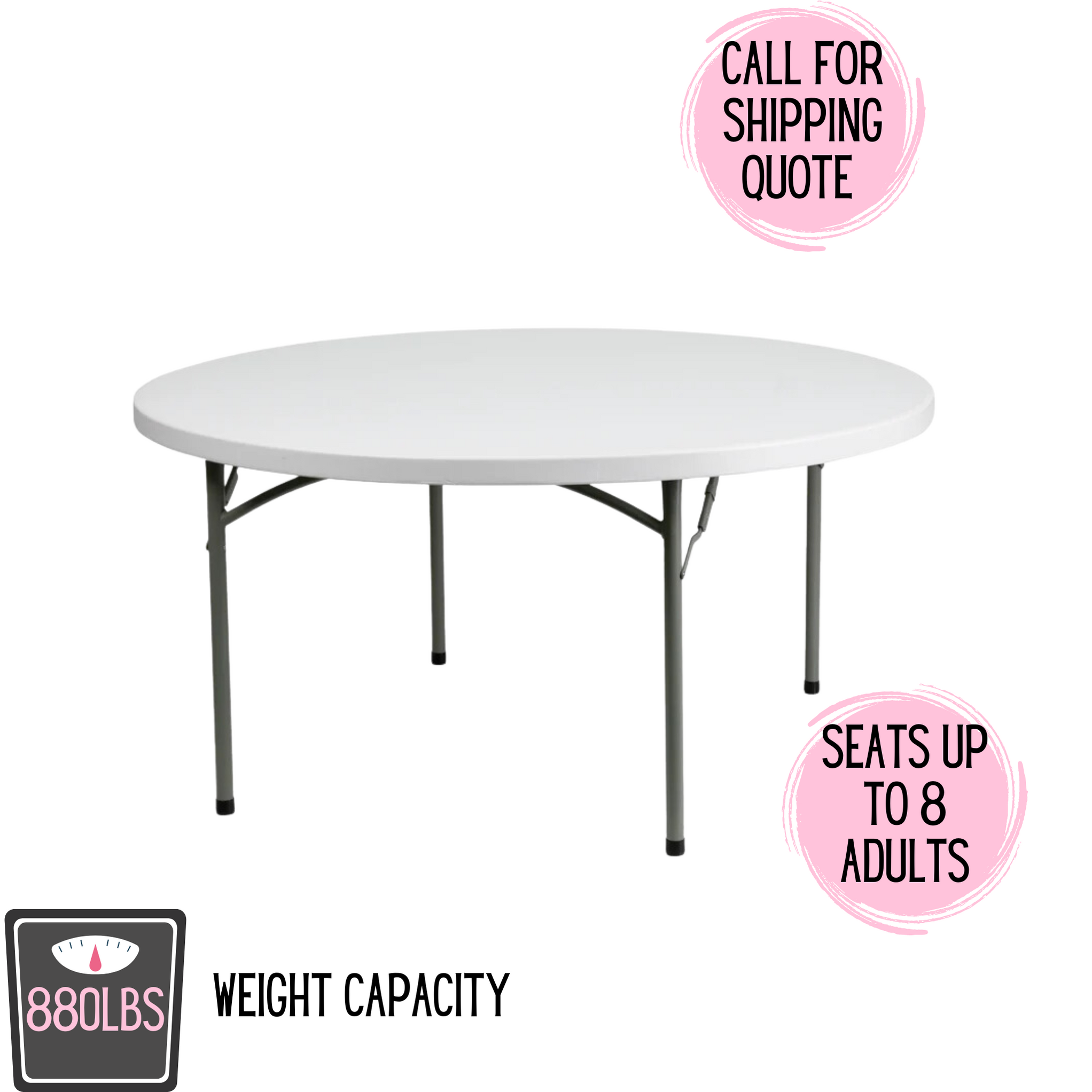 5' Round White Plastic Folding Table — Beyond Tent