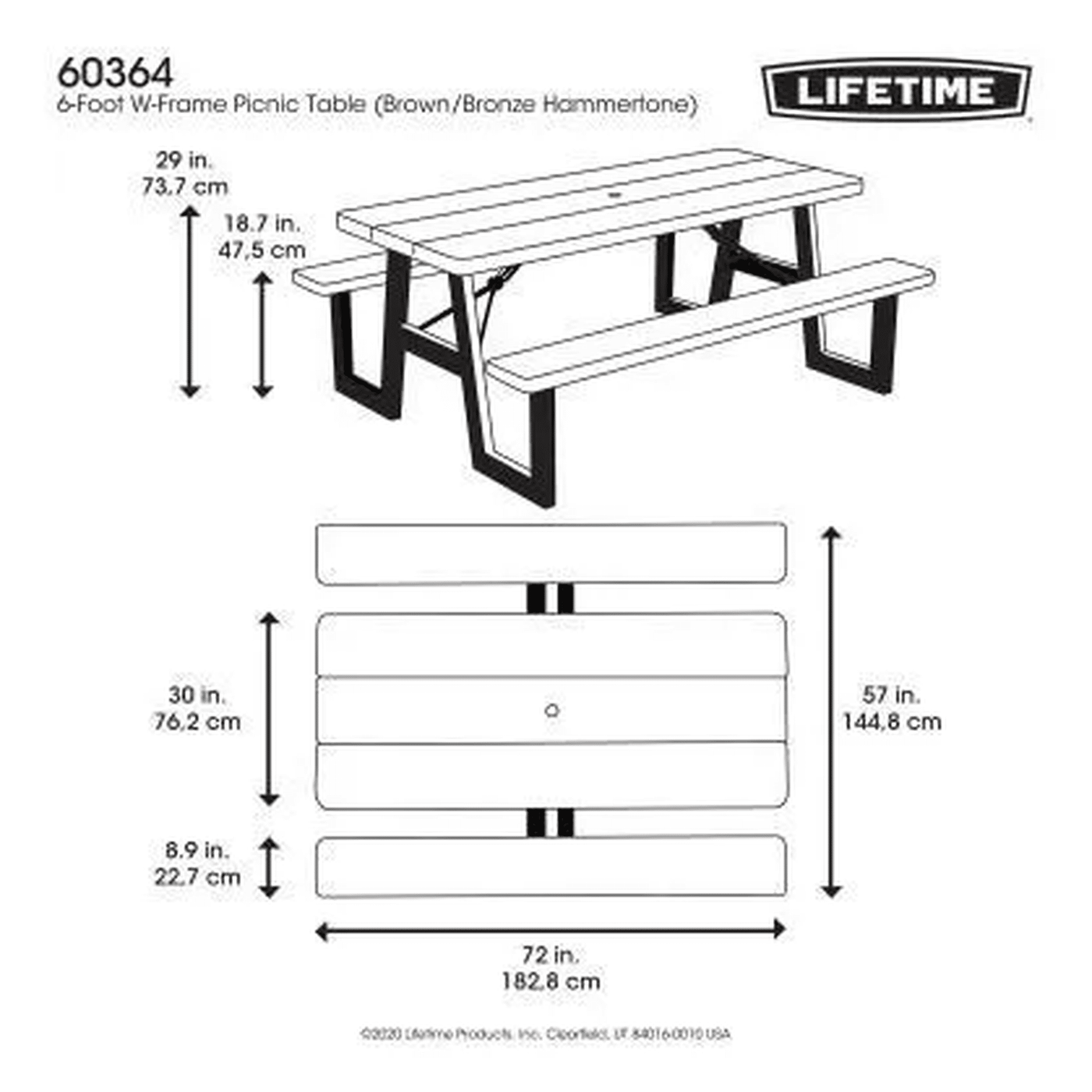 Lifetime 6' W-Frame Folding Picnic Table — Beyond Tent