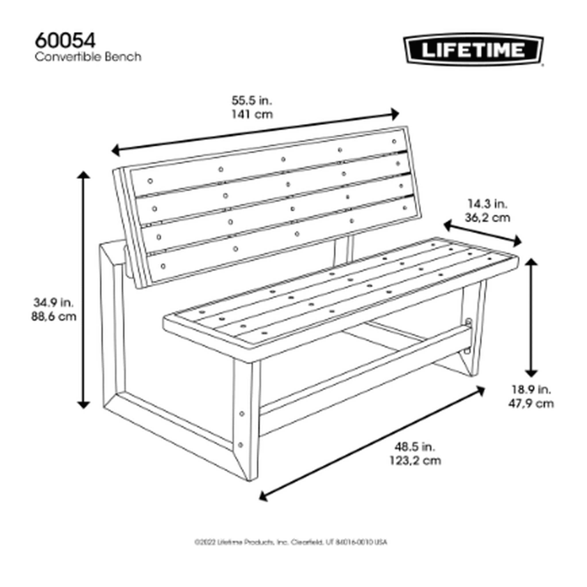 Lifetime Convertible Bench — Beyond Tent