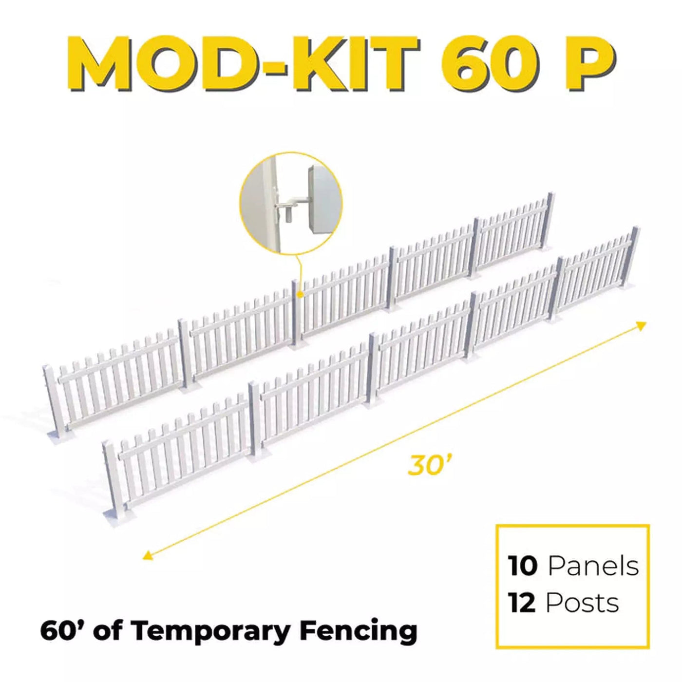 60' Mod-Picket Temporary Fence Starter Kit — Beyond Tent