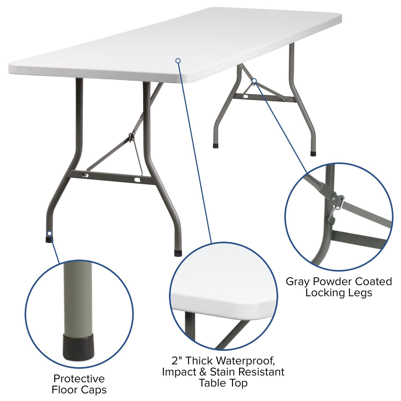 8' Rectangular Plastic Folding Table — Beyond Tent
