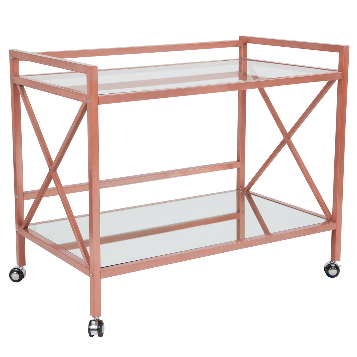 Glass Bar Cart with Rose Gold Frame — Beyond Tent