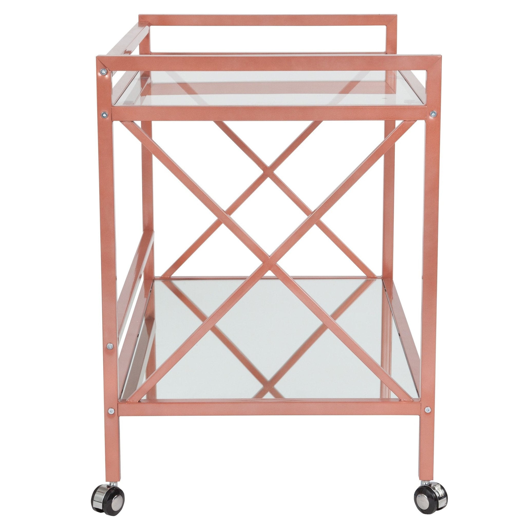 Glass Bar Cart with Rose Gold Frame — Beyond Tent